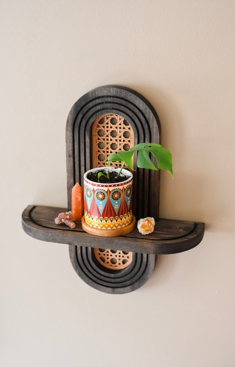 Arch Shelf - Rattan Caning Shelf - Retro Rainbow Arch Shelf - Mid ...