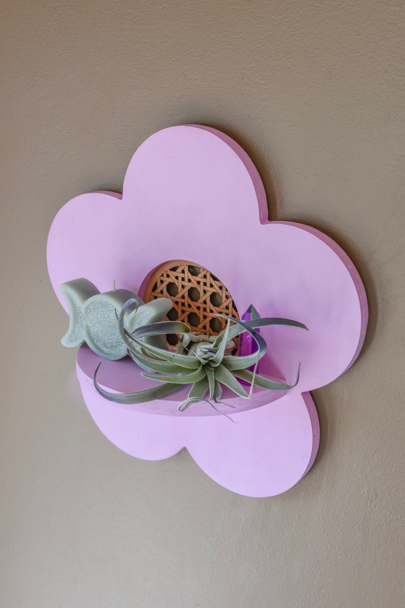 Flower Shelf - Daisy Shelf - Rattan Caning Shelf - Eclectic Decor ...