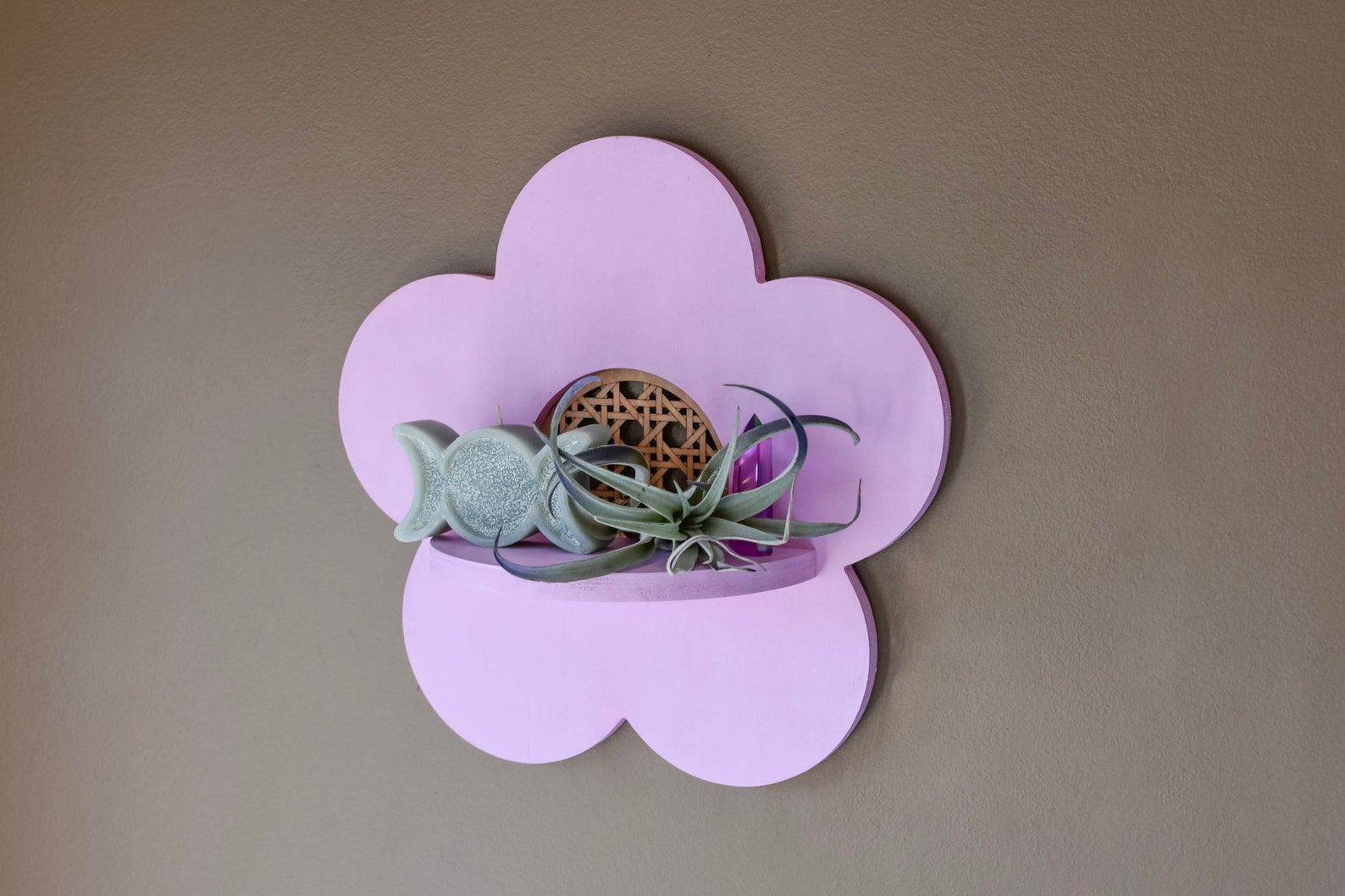 Flower Shelf - Daisy Shelf - Rattan Caning Shelf - Eclectic Decor ...