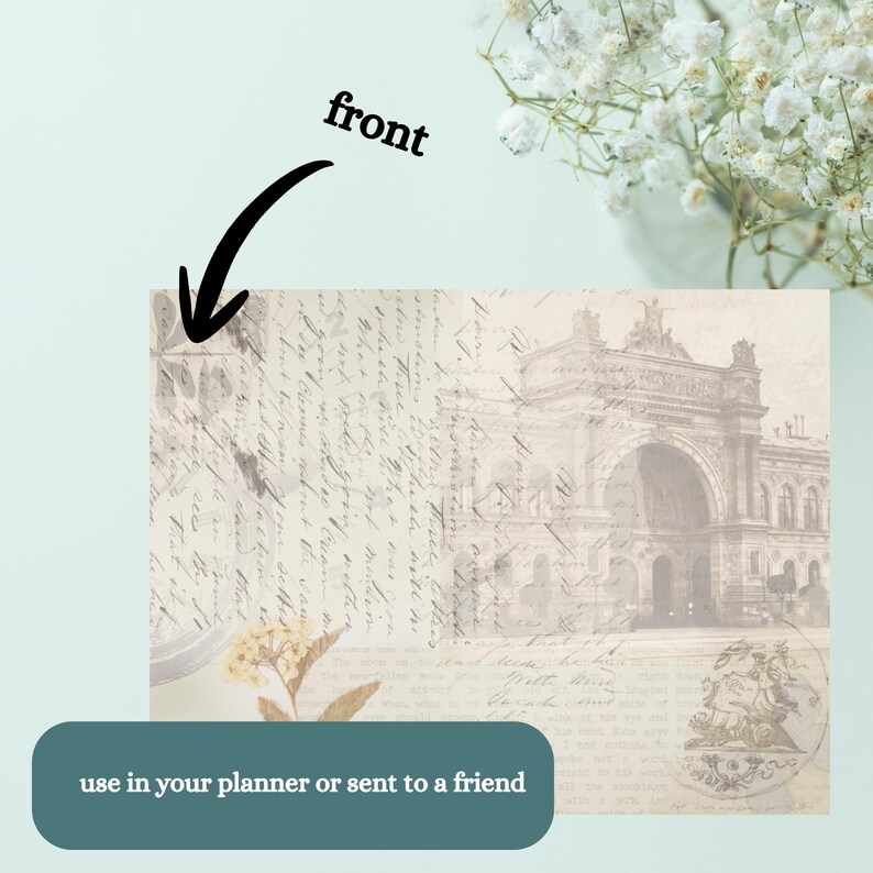 Printable Vintage Postcard US Letter Size. Print on US Letter or A4 ...