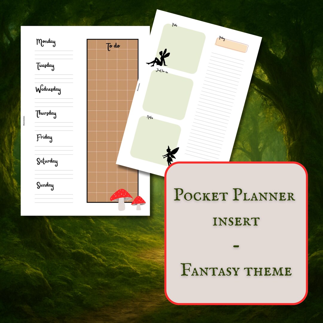 Fantasy Pocket Planner Insert for Digital Download - Week on One Page ...