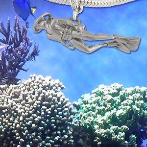 Scuba Diving Charm - Sterling Silver - Diver Charm on Coral Spacer for ...