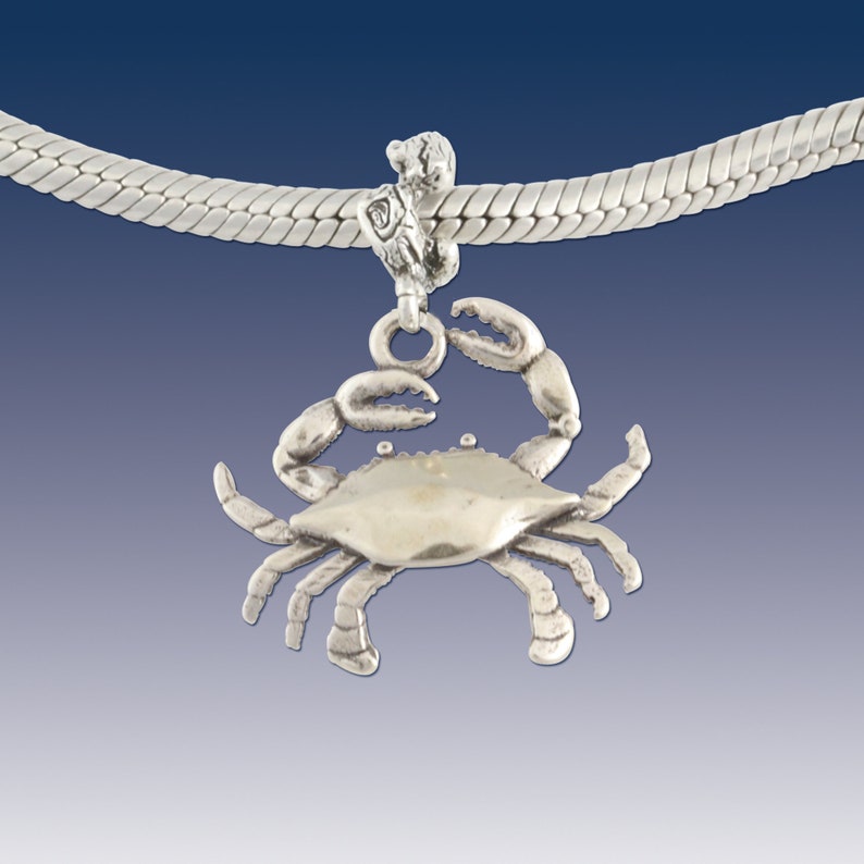 Crab Charm - Sterling Silver - Ocean Crab Charm on Coral Spacer for ...