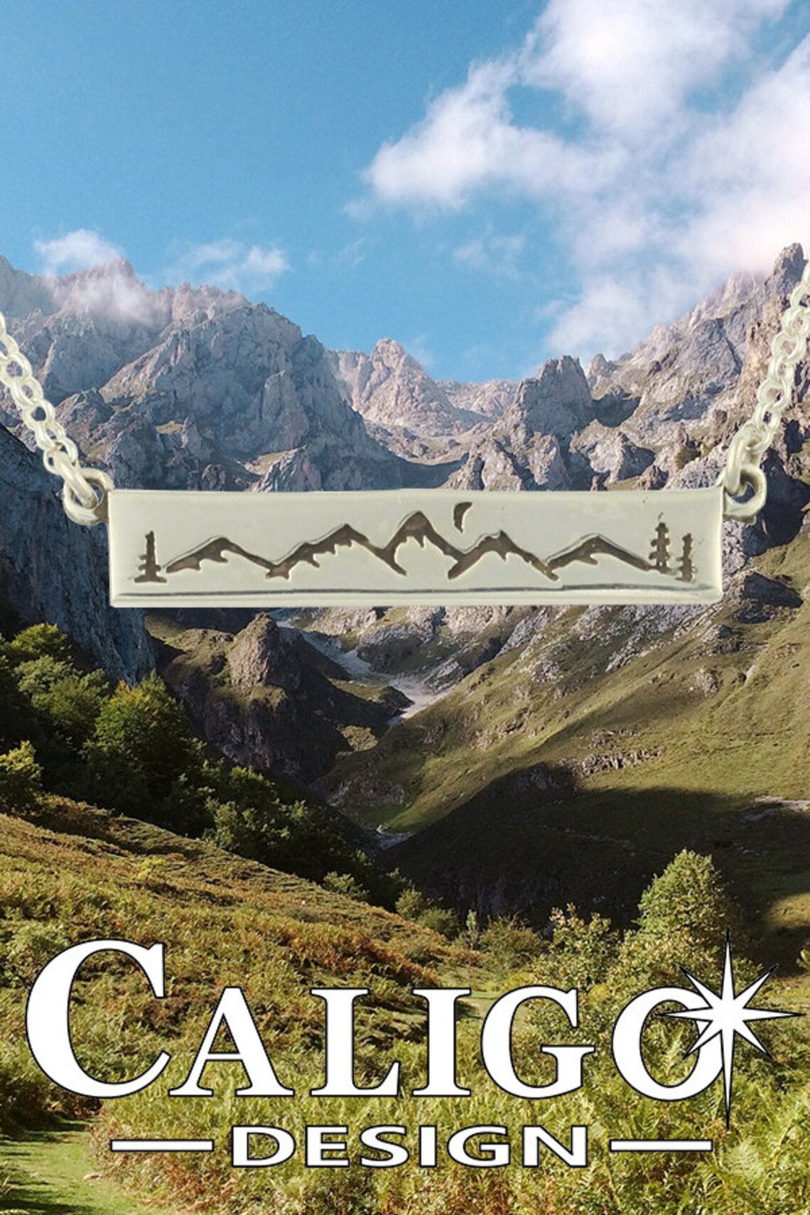 Mountain Bar Necklace Mountain Scene Necklace in Sterling - Etsy
