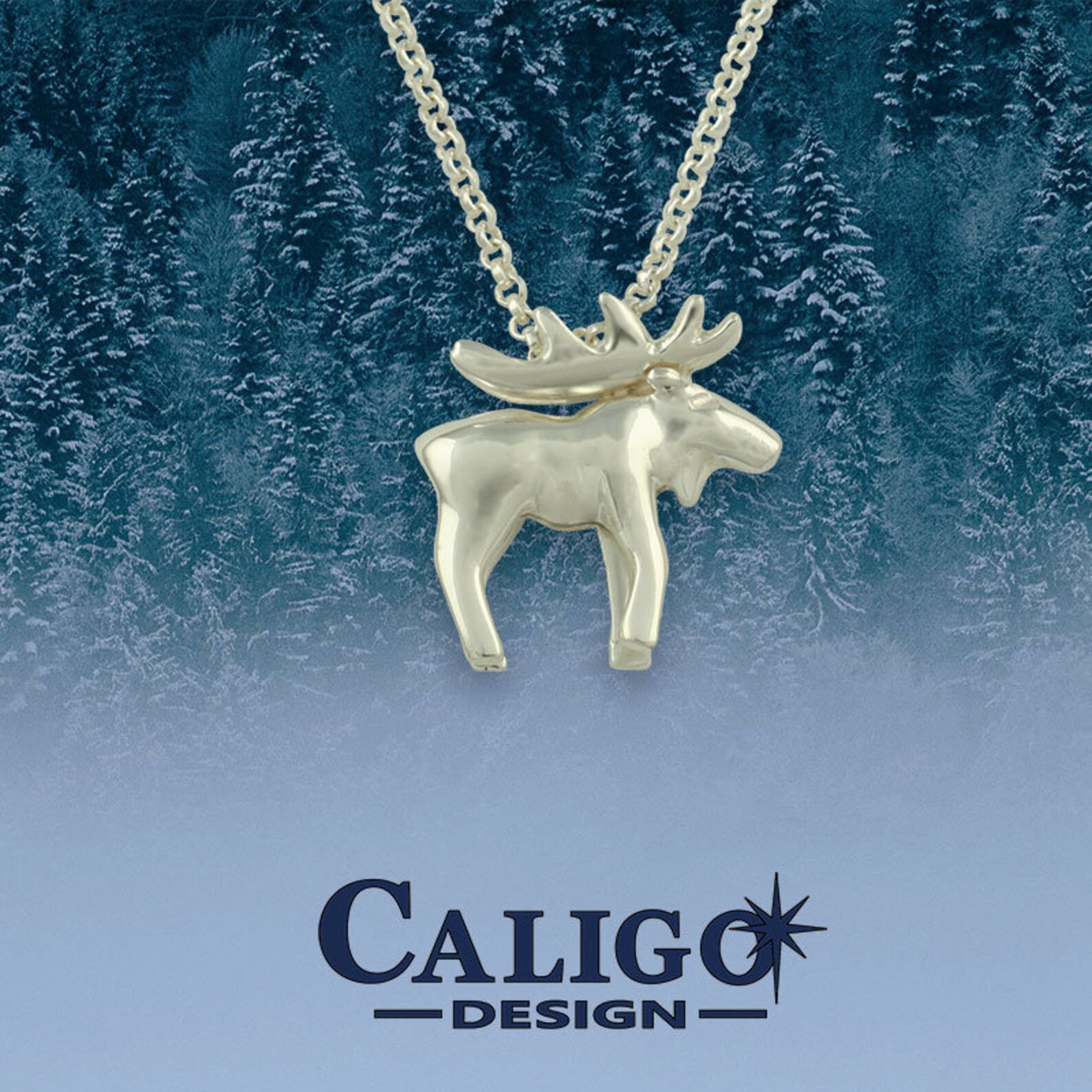 Moose Necklace Sterling Silver Moose Pendant Moose Jewelry | Etsy