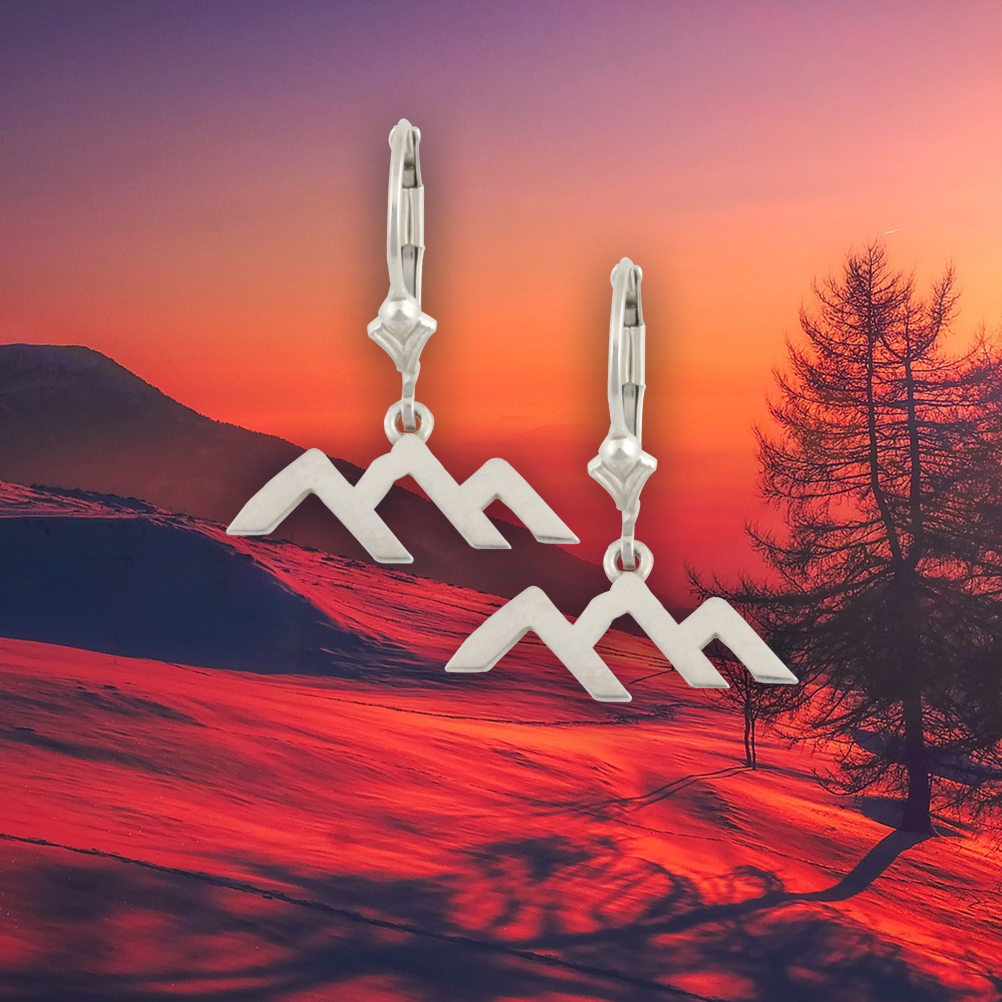 Mountain Earrings Sterling Silver Mountain Jewelry Adventure Earrings ...