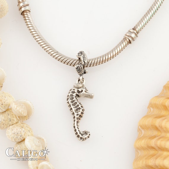 Seahorse Charm Sterling Silver Ocean Seahorse Charm on - Etsy