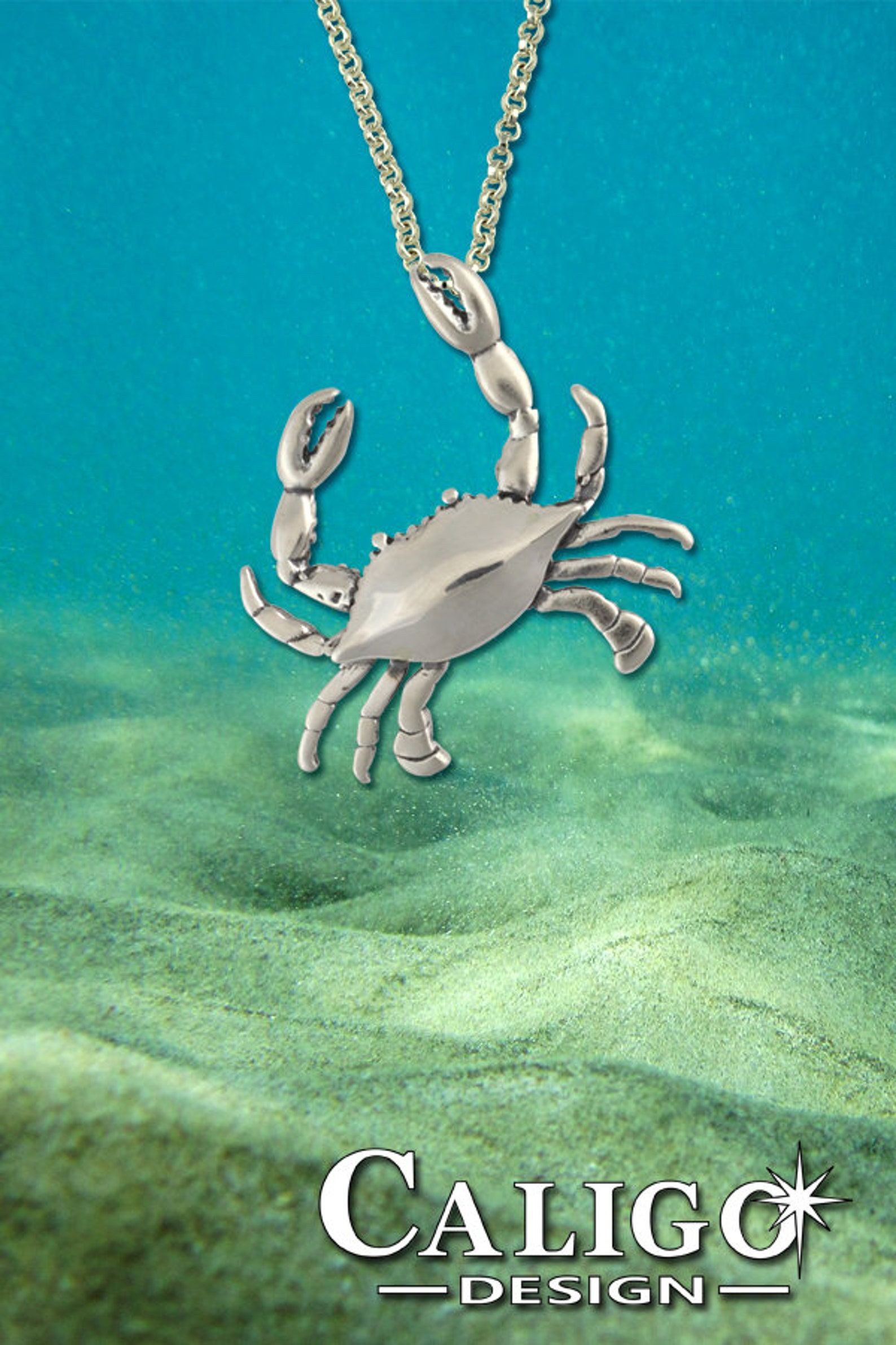 Crab Necklace Sterling Silver Crab Jewelry Beach Jewelry | Etsy