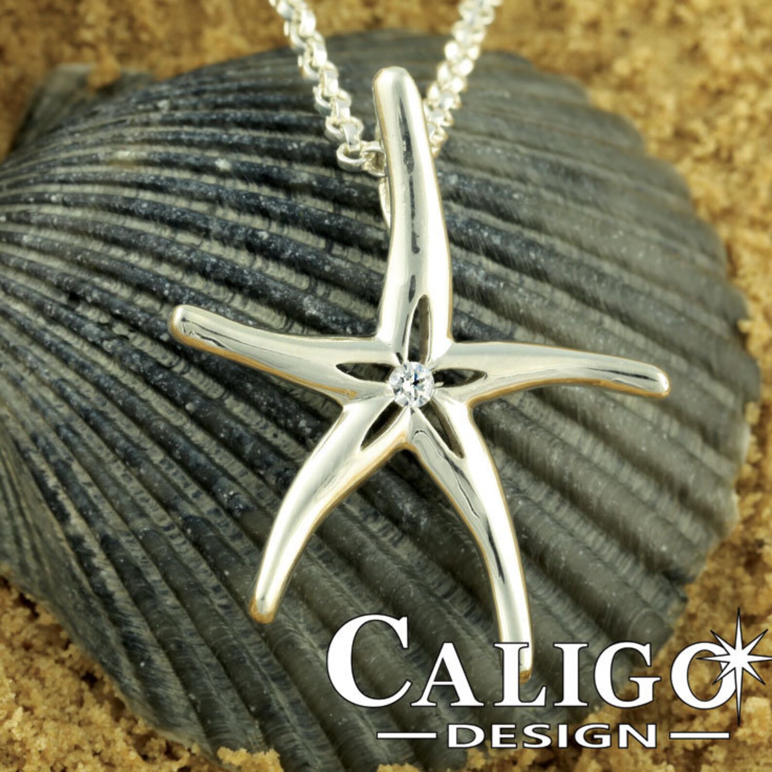 Starfish Necklace Sterling Silver With Crystal Starfish - Etsy