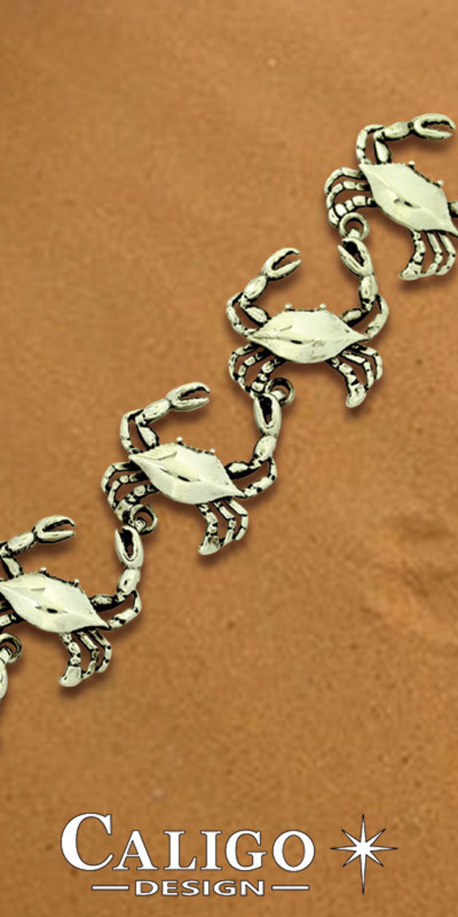 Crab Bracelet Link Bracelet Sterling Silver Crab Jewelry Beach Jewelry ...