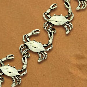 Crab Bracelet - Link Bracelet - Sterling Silver - Crab Jewelry - Beach ...