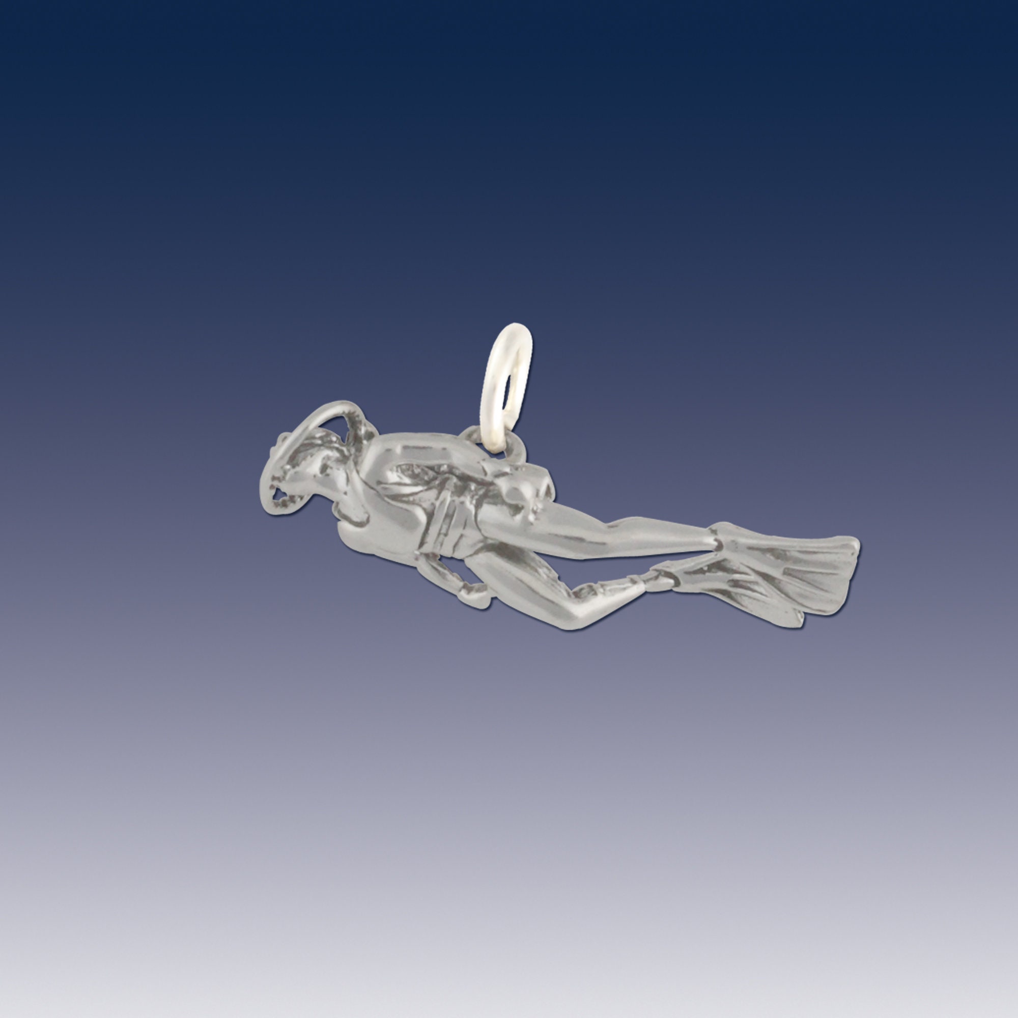 Scuba Diving Charm - Sterling Silver - Diver Charm on Coral Spacer for ...