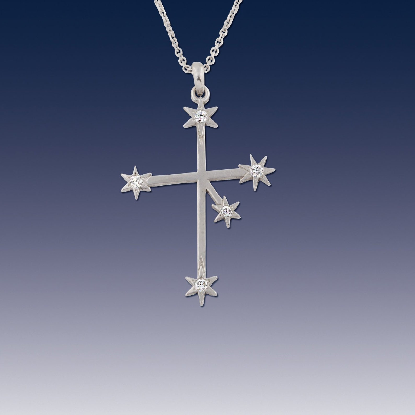 Southern Cross Diamond Star Pendant - 14K White Gold .08ctw Diamonds ...