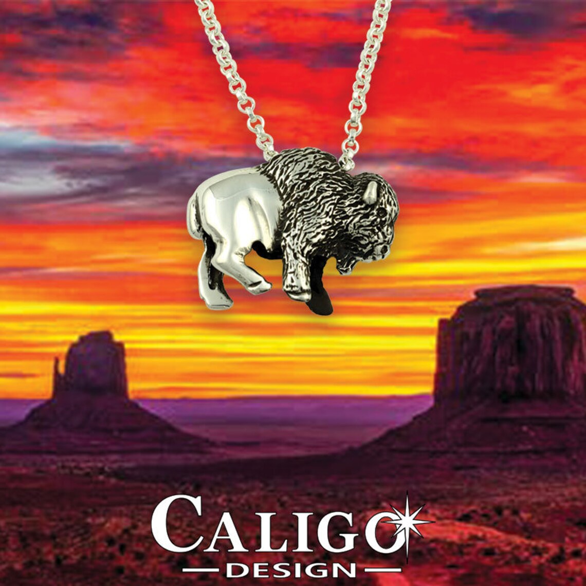 Bison Necklace Buffalo Necklace Sterling Silver Bison - Etsy