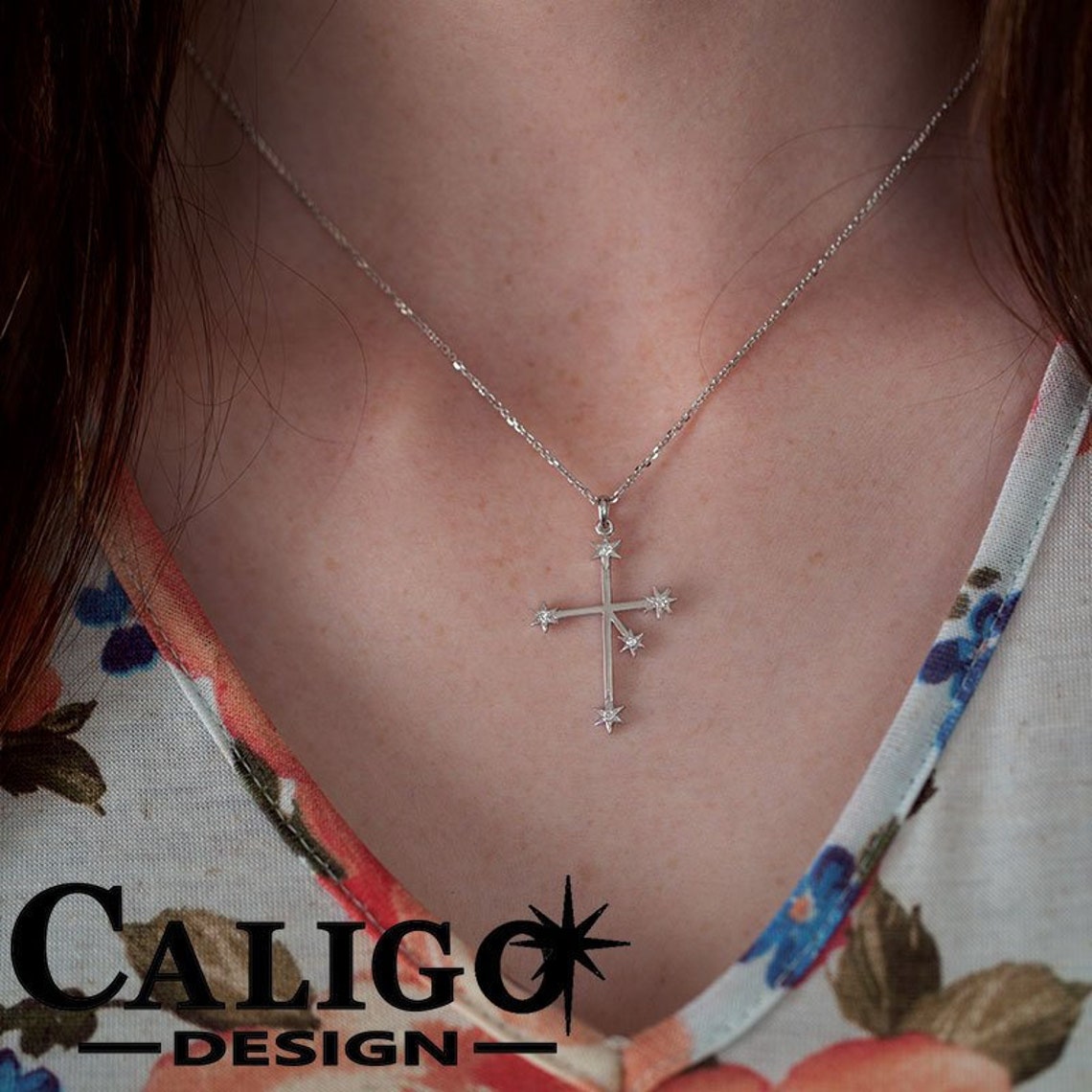 Southern Cross Diamond Star Pendant - 14K White Gold .08ctw Diamonds ...
