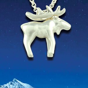 Moose Necklace - Sterling Silver Moose Pendant - Moose Jewelry - Wild ...