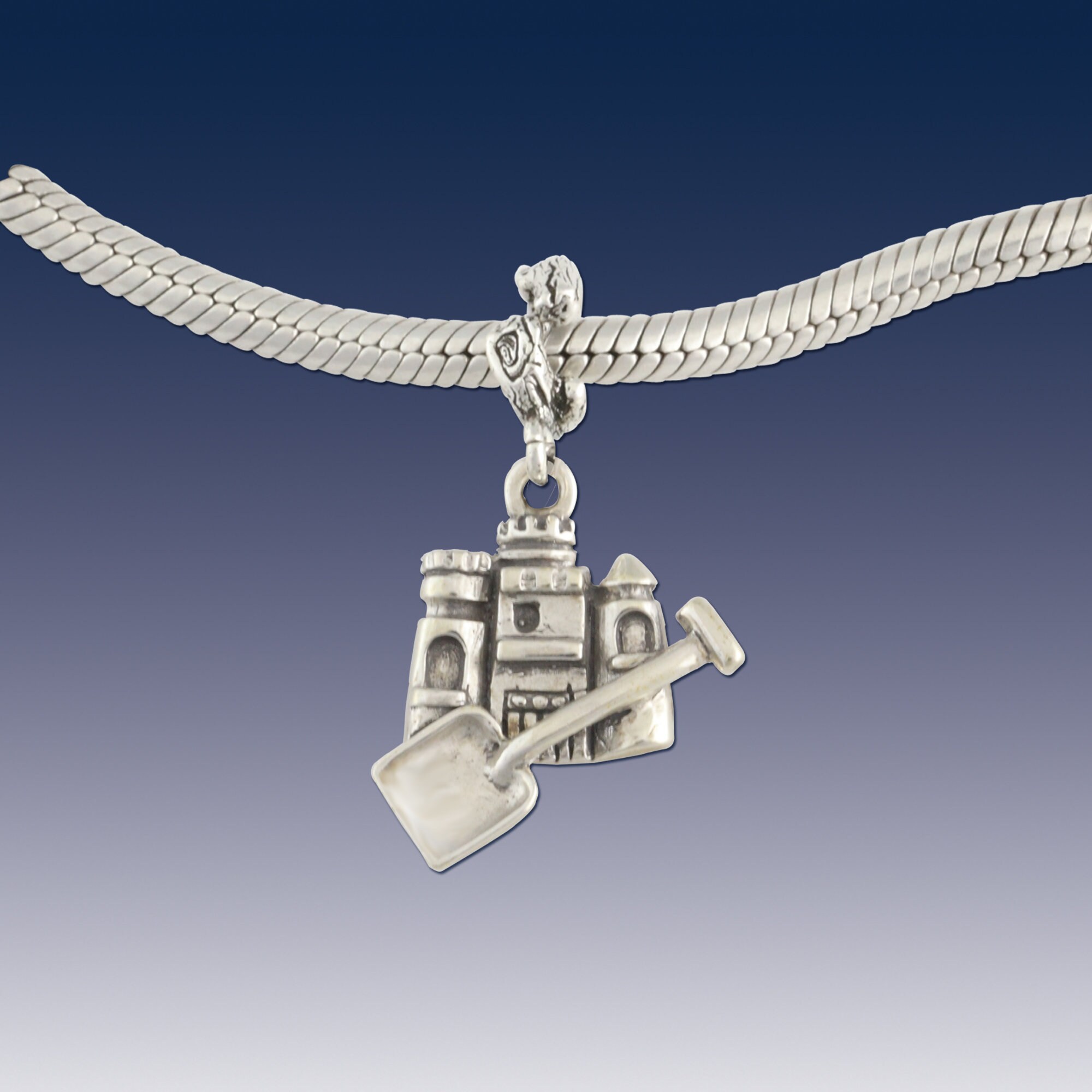 Sand Castle Charm - Sterling Silver - Beach Sand Castle Charm on Coral ...