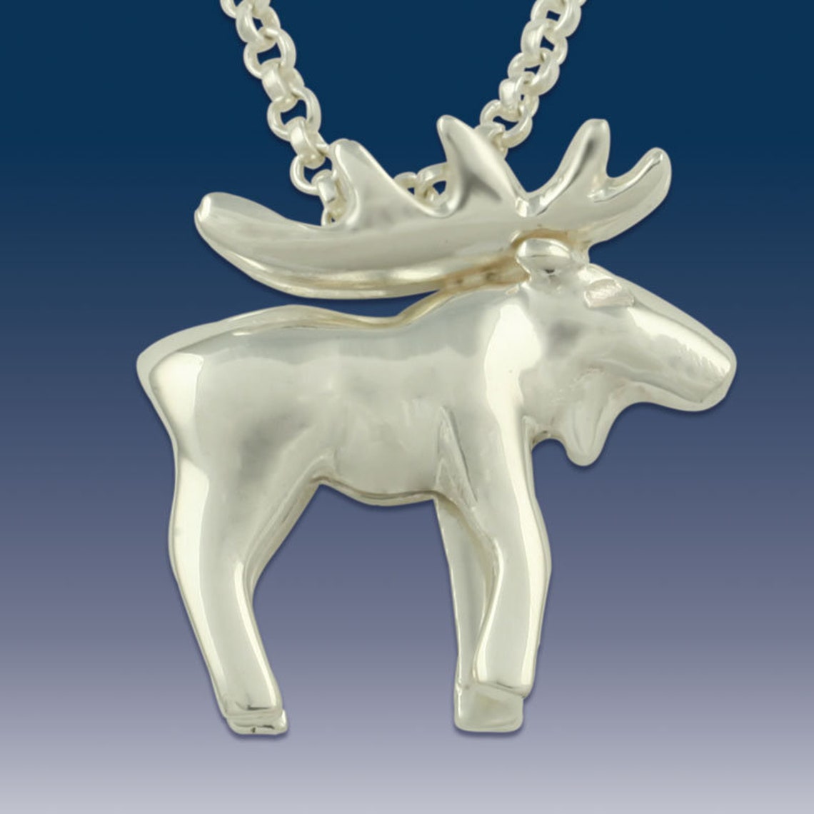 Moose Necklace Sterling Silver Moose Pendant Moose Jewelry | Etsy