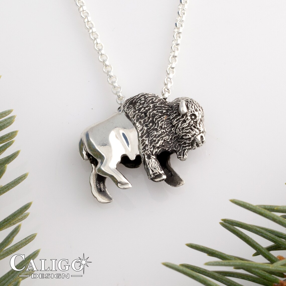 Bison Necklace Buffalo Necklace Sterling Silver Bison Pendant Bison ...