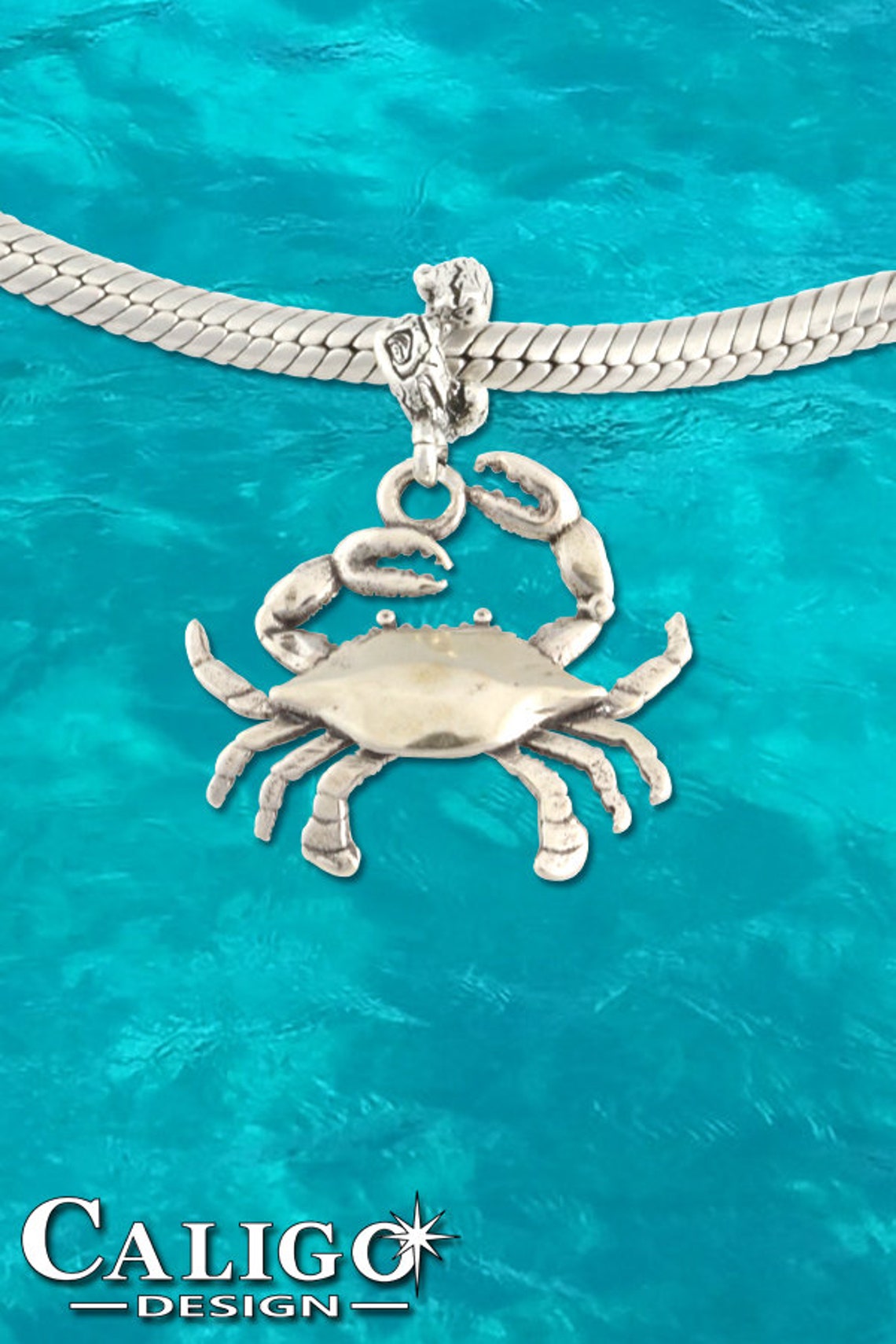Crab Charm Sterling Silver Ocean Crab Charm on Coral Spacer for Pandora ...