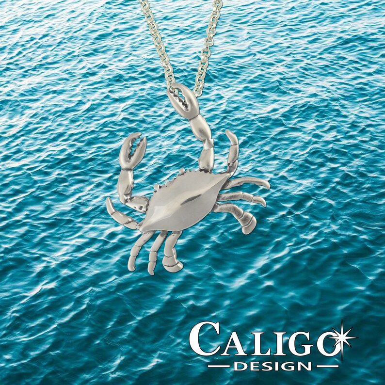 Crab Necklace - Sterling Silver - Crab Jewelry - Beach Jewelry - Ocean ...