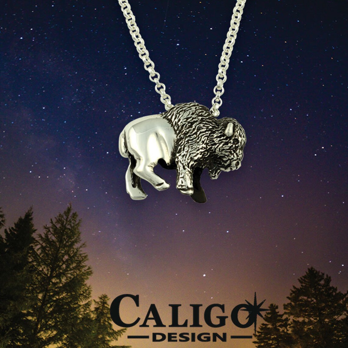 Bison Necklace Buffalo Necklace Sterling Silver Bison - Etsy