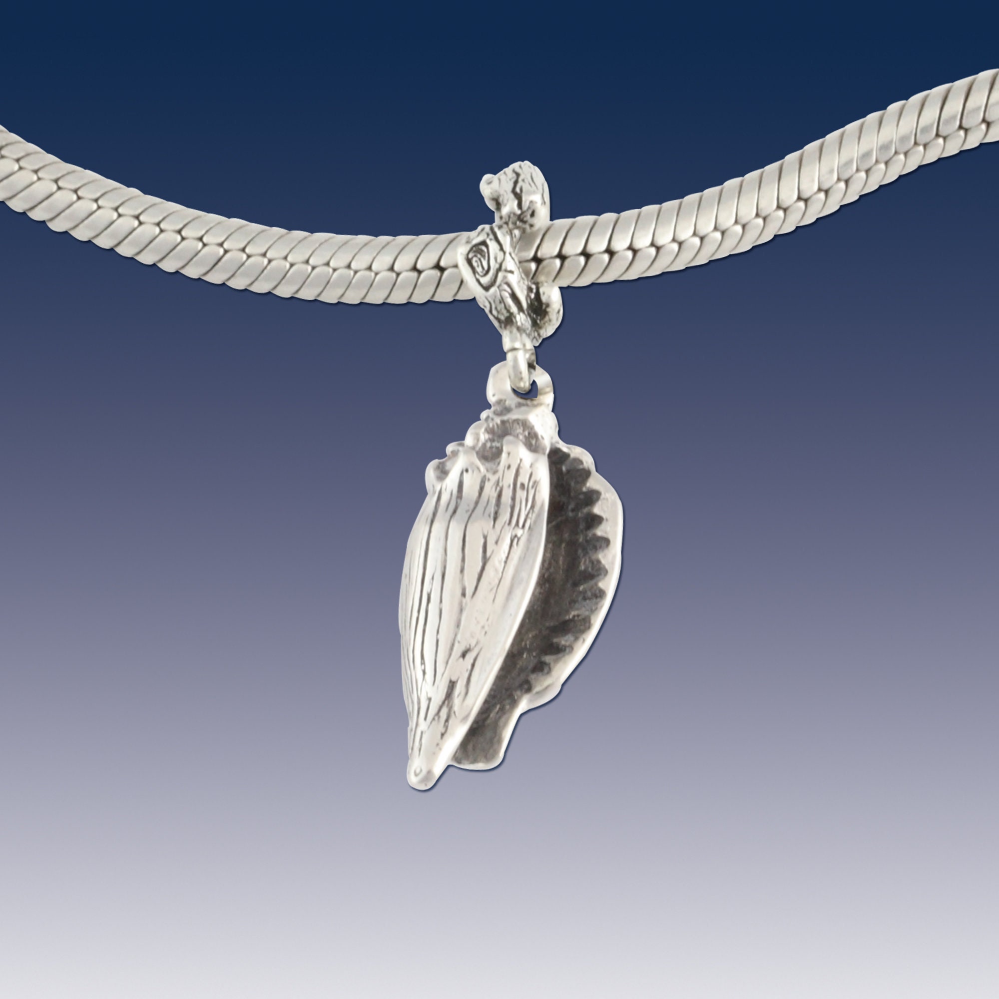 Conch Shell Charm - Sterling Silver - Beach Conch Shell Charm on Coral ...