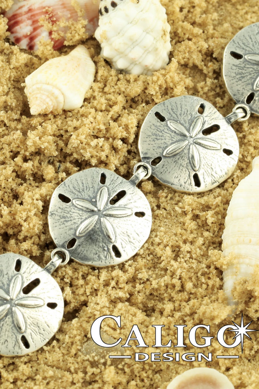 Sand Dollar Bracelet - Link Bracelet - Sterling Silver - Sand Dollar ...