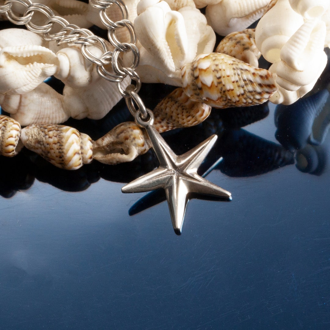 Starfish Charm - Sterling Silver - Beach Starfish Charm on Coral Spacer ...