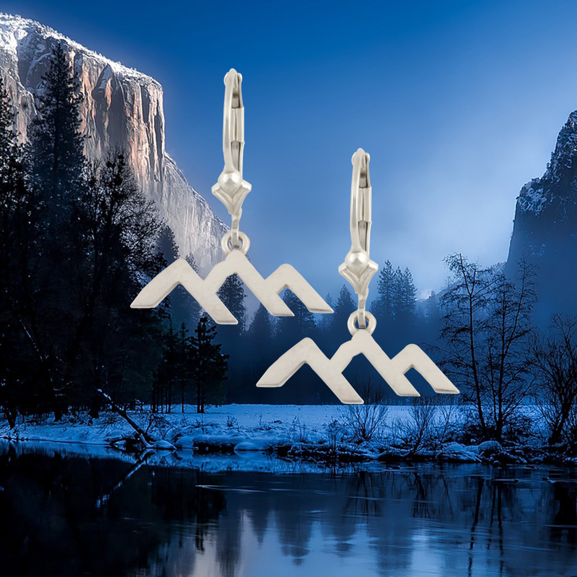Mountain Earrings Sterling Silver Mountain Jewelry Adventure Earrings ...