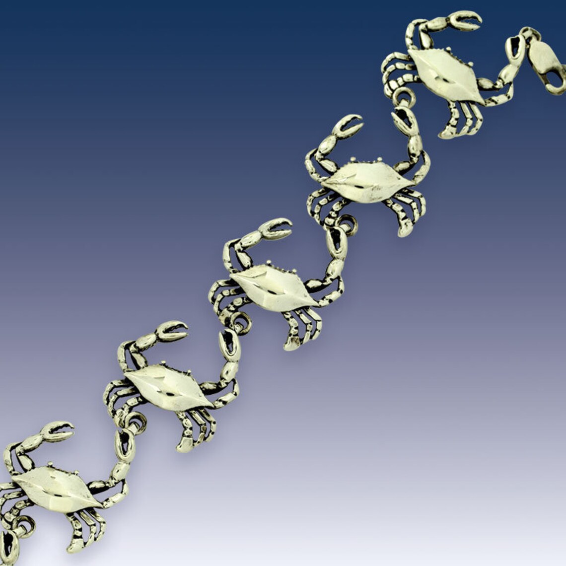 Crab Bracelet - Link Bracelet - Sterling Silver - Crab Jewelry - Beach ...