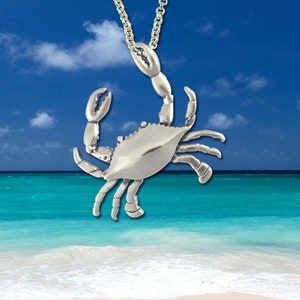 Crab Necklace - Sterling Silver - Crab Jewelry - Beach Jewelry - Ocean ...