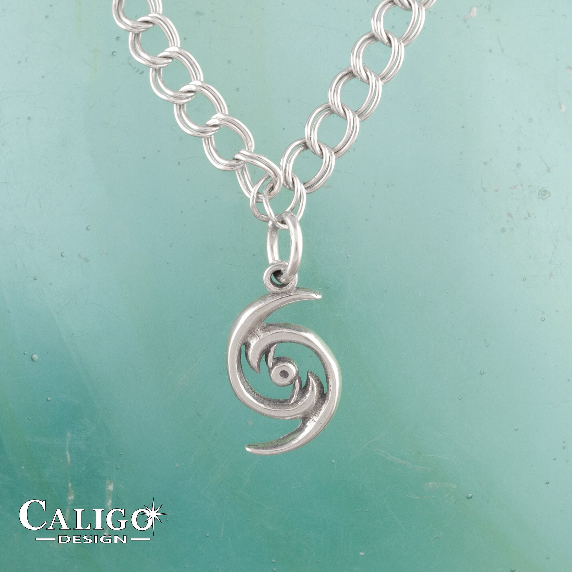 Hurricane Charm - Sterling Silver - Ocean Hurricane Charm on Coral ...
