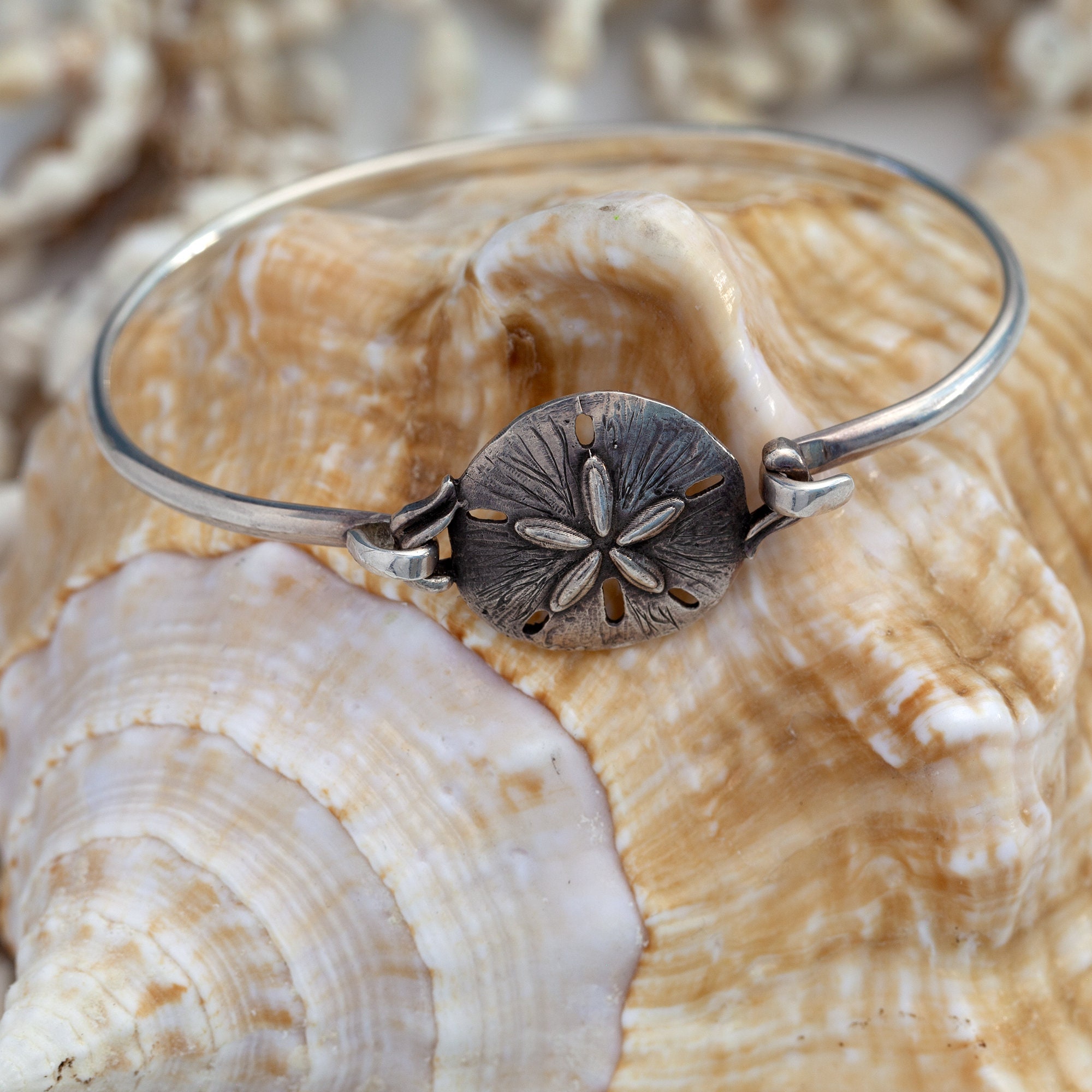 Sand Dollar Bracelet Wire Bracelet Sterling Silver Sand - Etsy