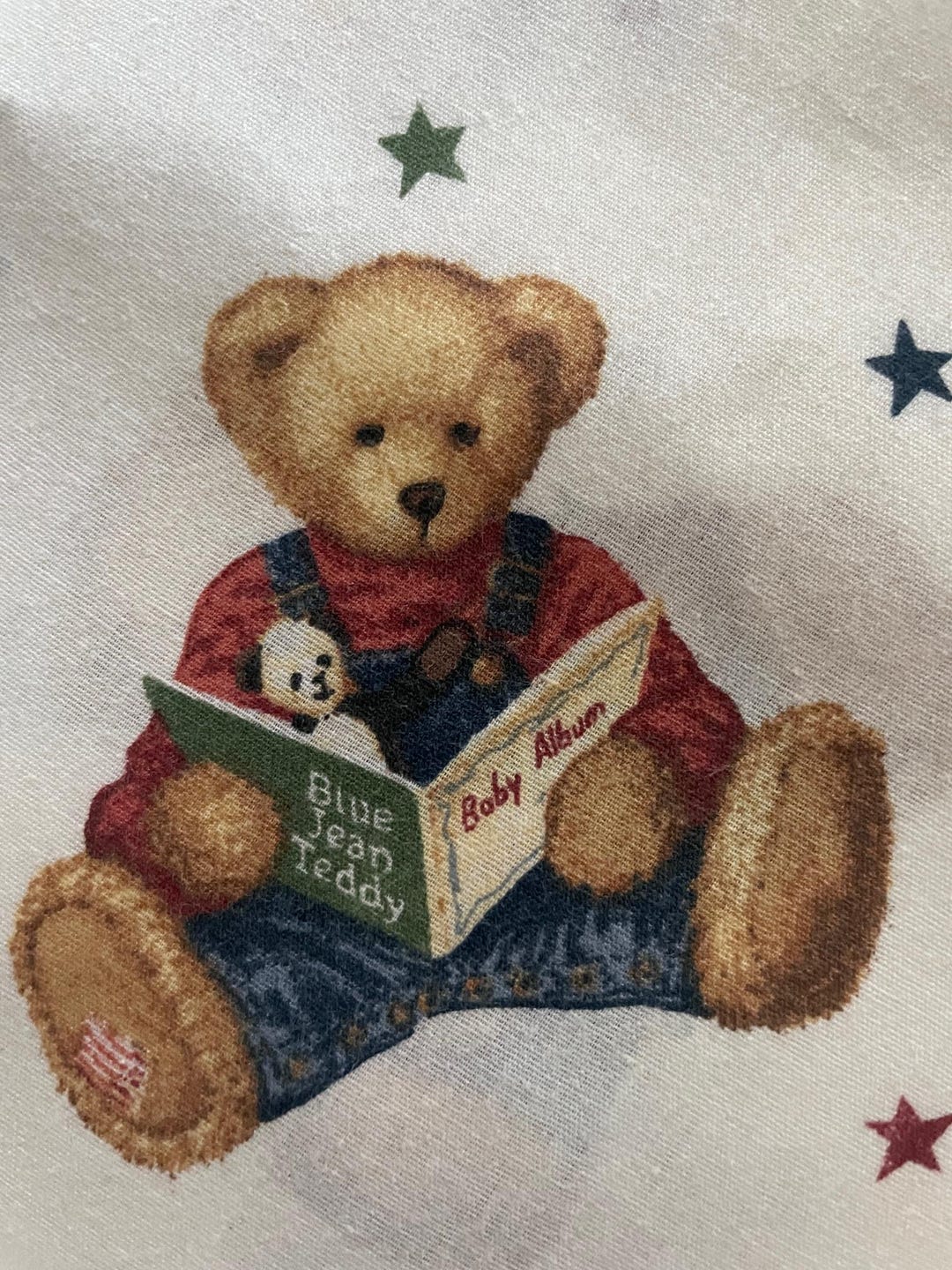 Blue Jean Teddy Baby Album Toss Allover Daisy Kingdom - Sold by the ...