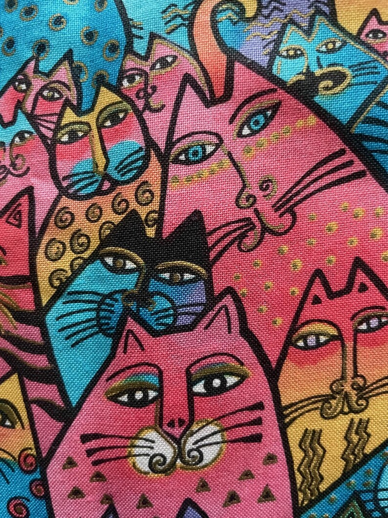 Laurel Burch “fantastic Felines” – Pink/turquoise Cats - Sold by the ...