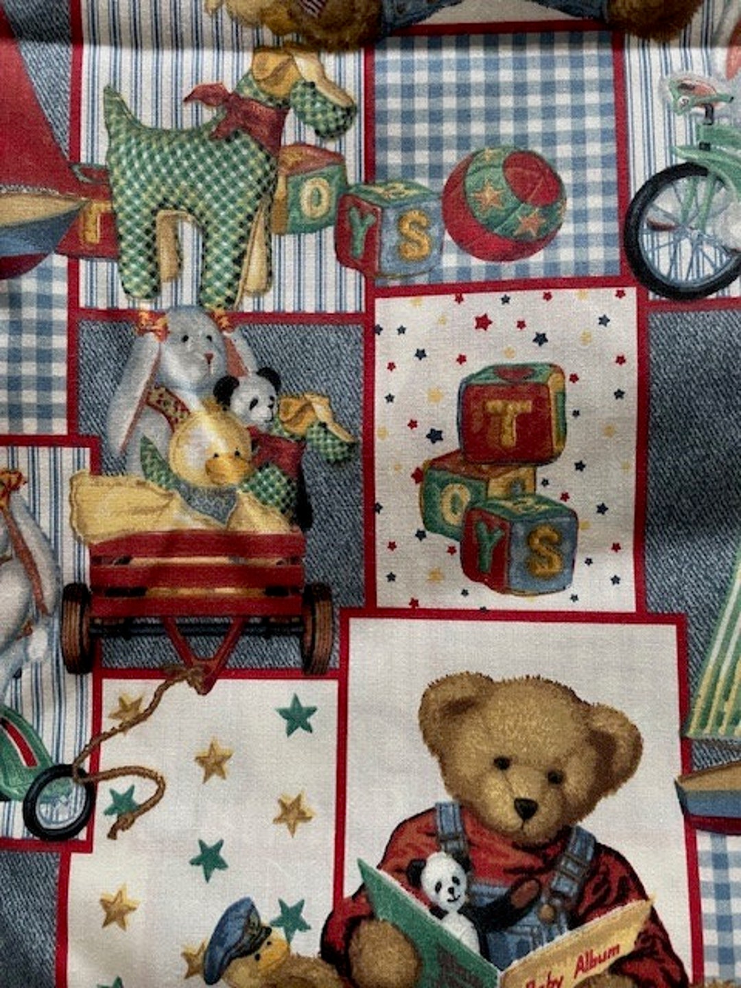 Vintage Daisy Kingdom Blue Jean Teddy - Sold by the Half Yard - Etsy