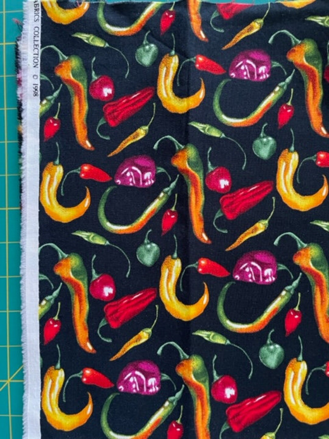 Chili Peppers Fabric by Nicole De Leon for Alexander Henry 1998 - Etsy