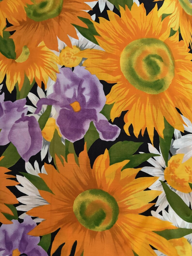 The Alexander Henry Collection Sunflowers, Iris and Daisies - Sold by ...