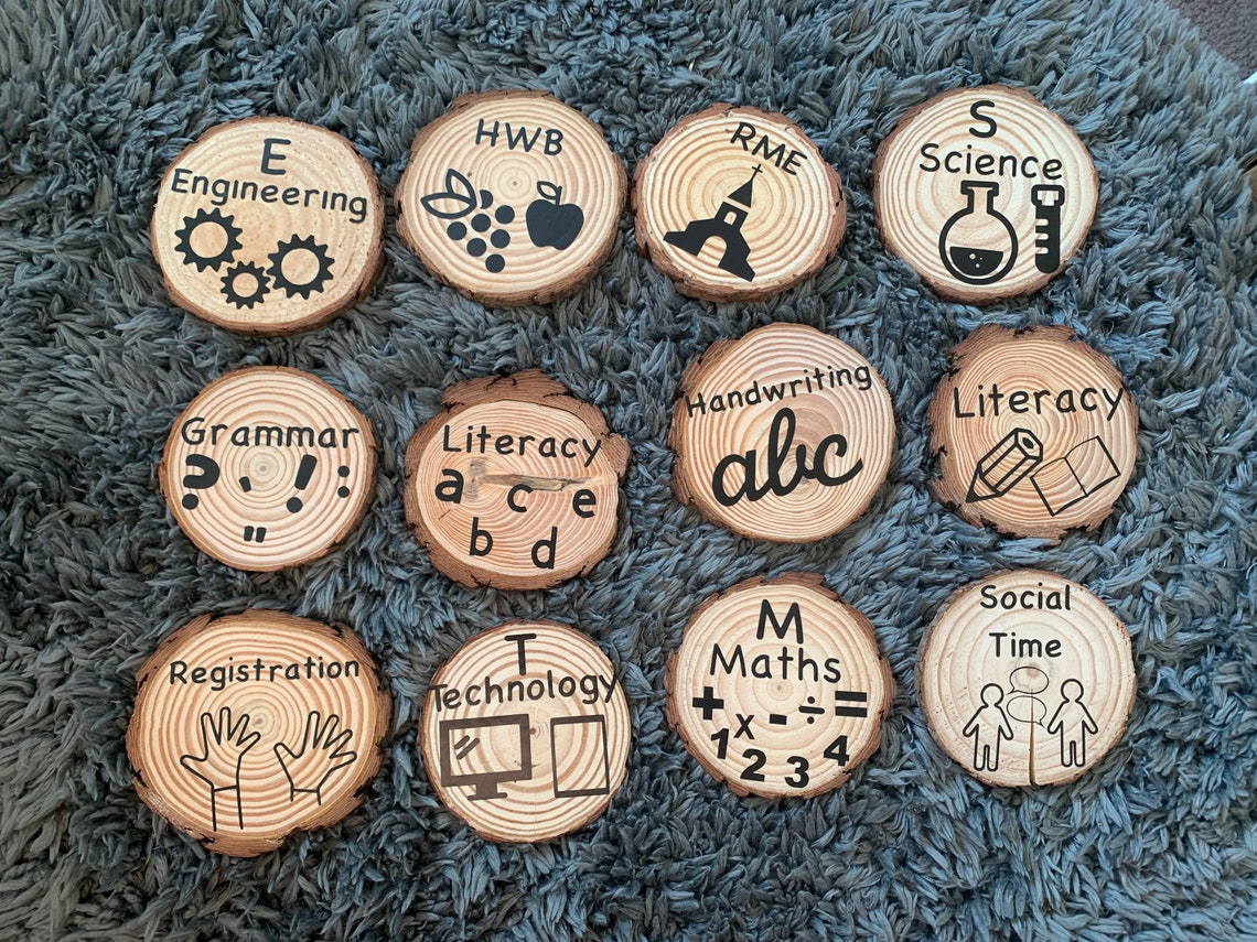 Log Slice Visual Timetable Natural Classroom Resources | Etsy