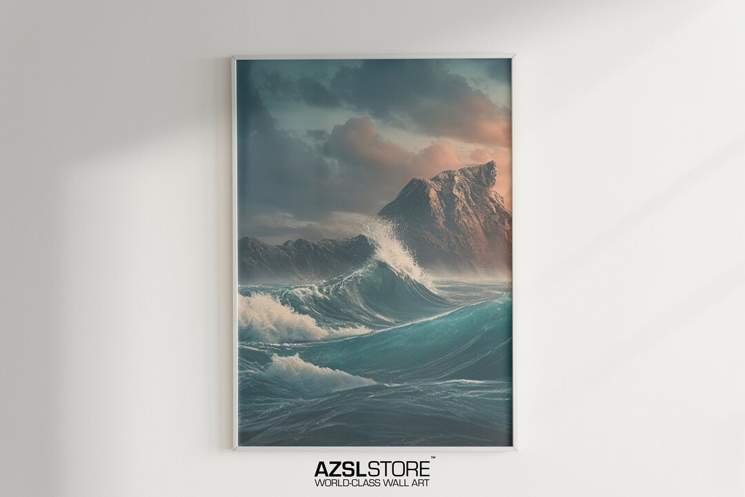 Windy Ocean Waves Digital Printable Art | AZSL Store | 1777 - Etsy