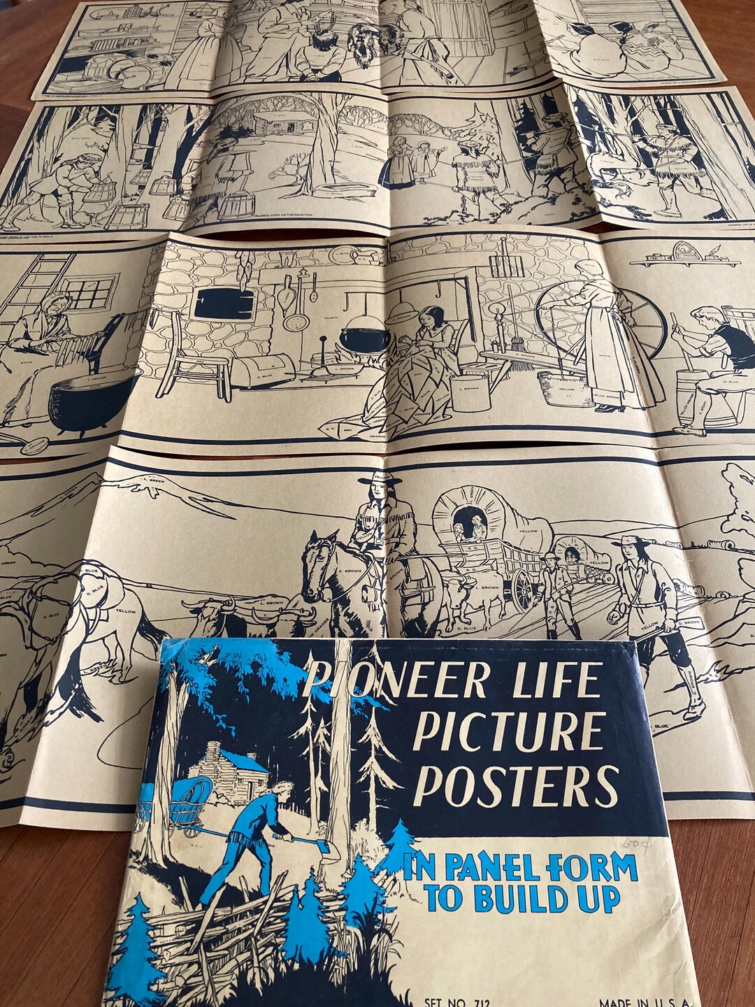 Vintage Educational Posters, Pioneer Life Picture Posters by Beckley ...