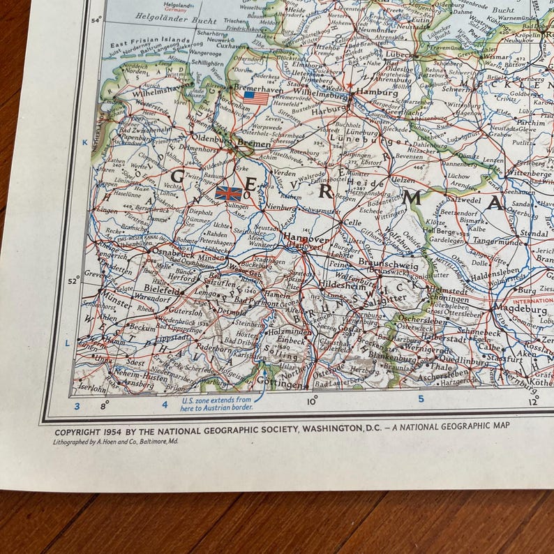 Vintage Map of Northern Europe by the National Geographic Society - Etsy