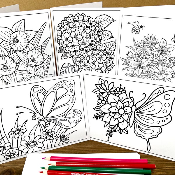 Butterfly Coloring Cards - Etsy
