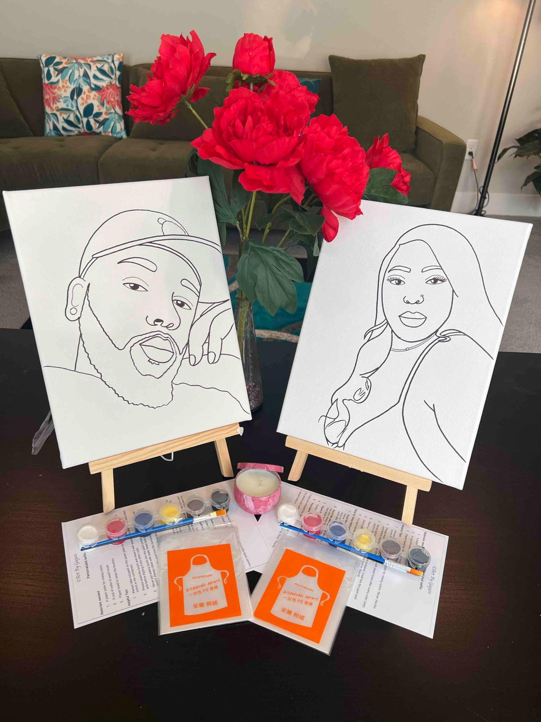 Paint Your Partner/selfie/personalized Couples/date Night/ Pre-drawn ...