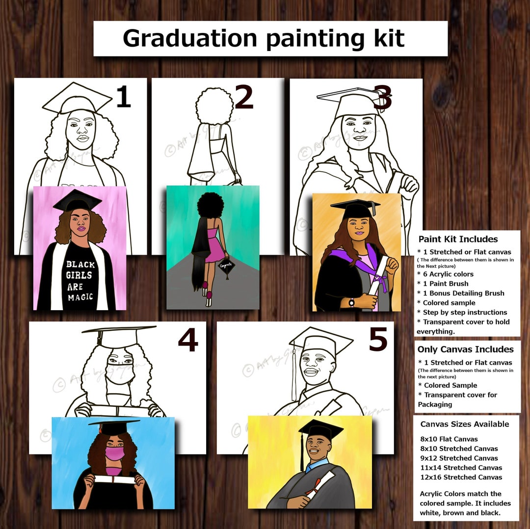 Graduation Paint Kit,pre-drawn/outlined/sketched Canvas,teen/adult ...