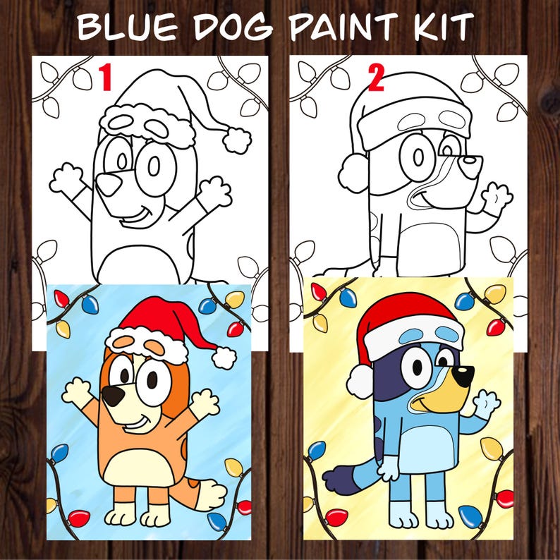 Christmas Bluey Paint Kits/holidaythemed Pre-drawn Canvas Kit,teen ...