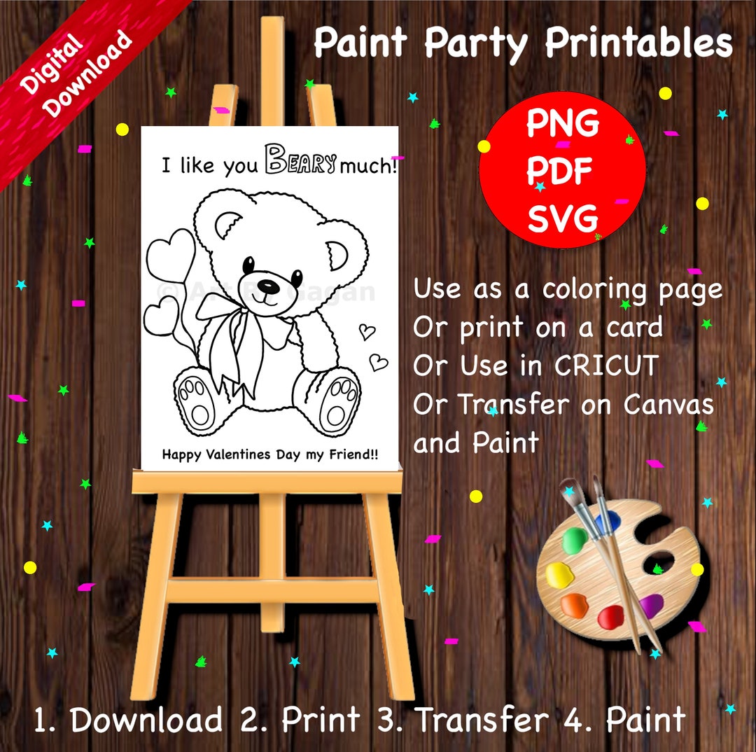 Teddy Bear Valentine Card/svg/png/pdf/instant Digital Download/diy ...
