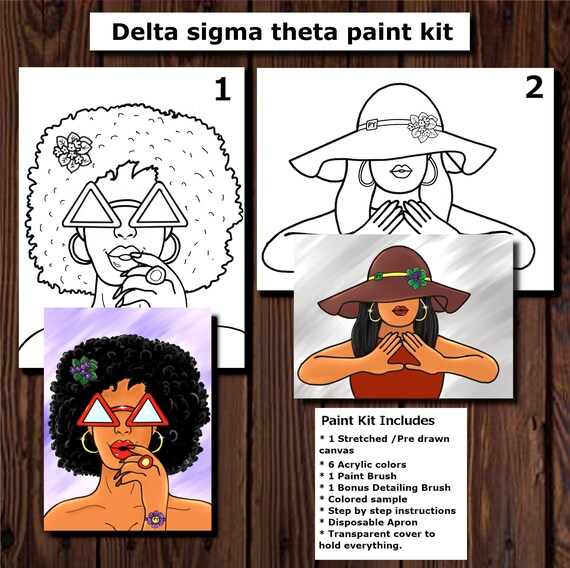 Delta Sigma Theta Pre Drawn/outline Canvas/diy Canvas - Etsy