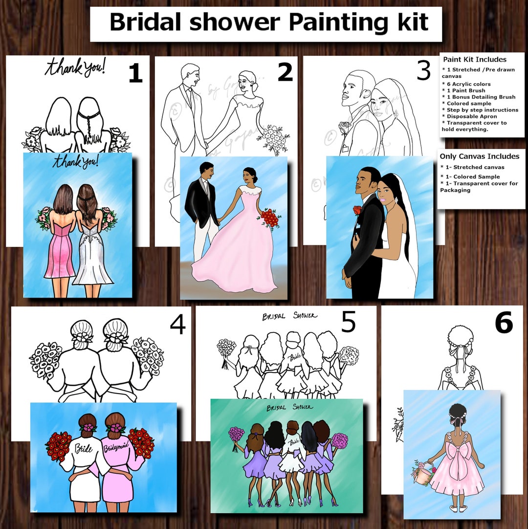 Bridal Shower/wedding/flower Girl Paint Kit,pre-drawn/outlined/sketched ...